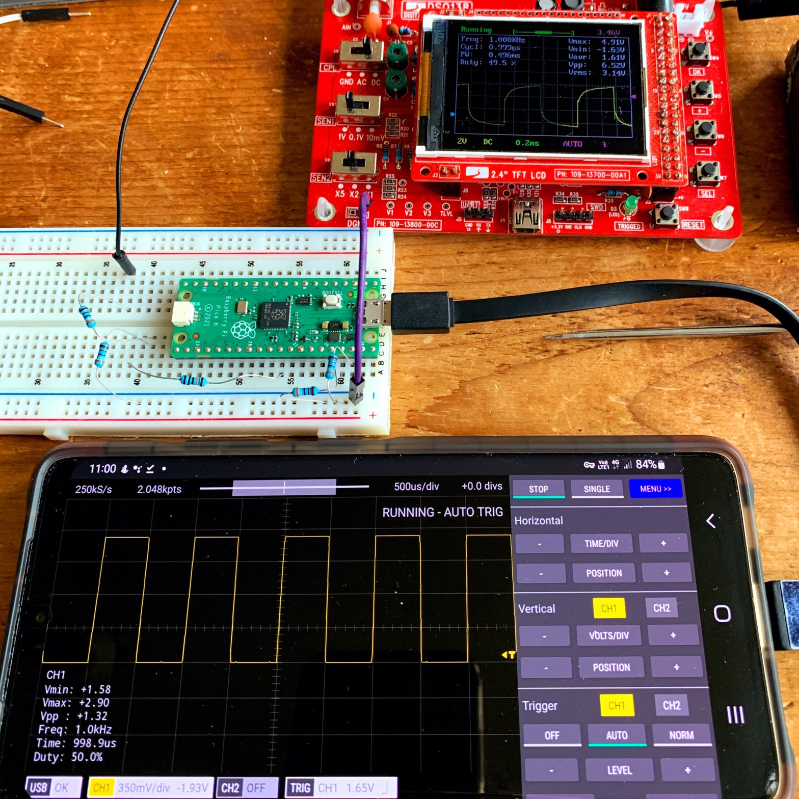 Tiny oscilloscopes – revisiting the JYETech DSO138 and trying the Raspberry Pi Pico based ...